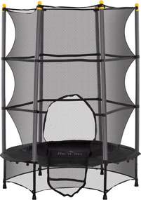 HOMCOM Dětská trampolína Ø140 cm, trampolína s ochrannou sítí a ochranným poklopem, zahradní trampolína pro děti 3-10 let, nosnost až 50 kg, černá | A