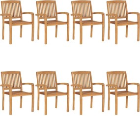 Stohovatelné zahradní židle s poduškami 8 ks masivní teak 3073279