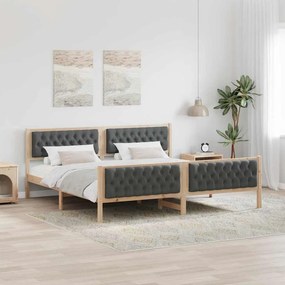 Rám postele s čelo Tmavě šedá 200 x 200 cm Masivní borové dřevo 3394269