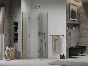 Mexen Lima Duo sprchový kout 70 x 70 cm, 6mm sklo, čiré sklo/zlatý profil, 856-070-070-50-00-02