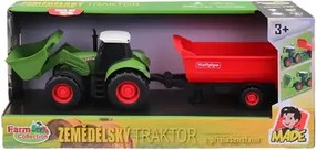 FARM COLLECTION Traktor s přívěsem na setrvačník / se zvukem a světlem