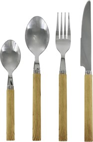 Sada 4ks příborů Linas Nature s designem dřevěné rukojeti – 22,5 cm