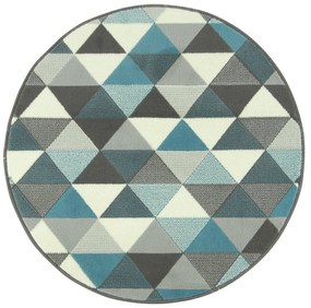 Kulatý koberec LUNA 503430/95832 trojúhelníky modrý Rozměr: průměr 100 cm