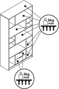 Regál/knihovna Sten 1, dub burgund/grafitově šedý