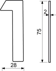 Domovní číslo "1", RN.75L, nerez