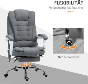 Kancelářská židle Vinsetto s masážní funkcí, výškově nastavitelná, ergonomická kancelářská židle s funkcí polohování, vyhřívání, podnožka| Aosom