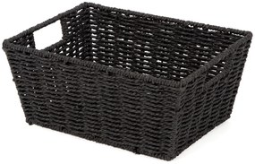 Ručně pletený úložný košík Compactor ETNA, 31 x 24 x 14 cm, černý