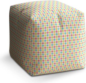 Sablio Taburet Cube Veselé barevné puntíky - 60x60x60 cm