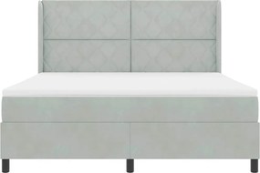 Postel s boxspringem s čelo Světle šedá 180 x 200 cm samet 3342074