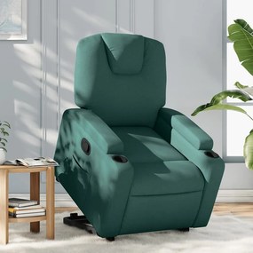 Zvedací polohovací křeslo tmavě zelené textil 3204374