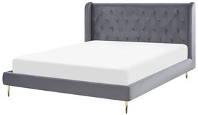 Sametová postel 160 x 200 cm šedá FORBACH Beliani