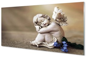 Obraz na skle Spící anděl květiny desky 140x70 cm