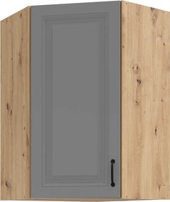 STILO ad | horní skříňka 60x60 GN-90 1F (45°) rohová s policemi | VYSOKÁ | UNI dvířka | artisan/světle šedá