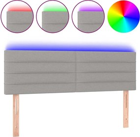 Čelo postele s LED světle šedé 144 x 5 x 78/88 cm textil 3121750