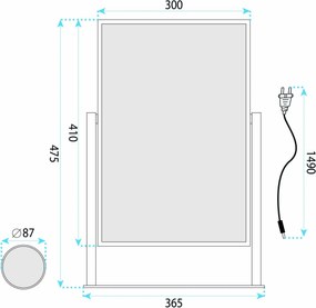 Rea Kosmetické zrcadlo 30x40 cm s regulovatelným LED osvětlením HOM-01805 černé