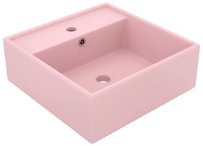 Luxusní umyvadlo přepad čtvercové matné růžové 41x41cm keramika 146944