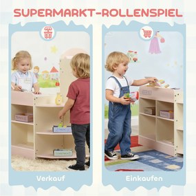 AIYAPLAY Obchod pro děti, dětský obchod / supermarket s pokladnou, čtečkou a automatickým prodejním stánkem, herní doplňky pro děti od 3 let, růžová