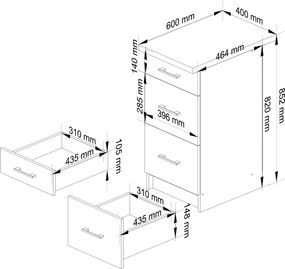 Kuchyňská skříňka OLIVIE III 40x85 cm matná bílá/dub sonoma