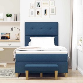 Postel s boxspringem s čelo Modrá 190 x 120 cm textil 3344288