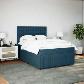 Box spring postel s matrací modrá 160 x 200 cm samet 3294698