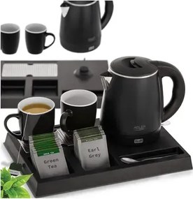 Adler AD 1387 černá / Hotelový set s konvicí / 1 L / 1300 W / 2 šálky
