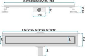Rea Neox Pro, odtokový sprchový žlab 60 cm, broušená ocel, REA-G5807