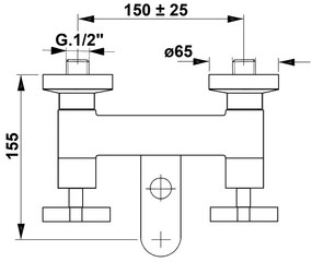 Sapho Sapho, TRAX nástěnná vanová baterie, chrom, 681