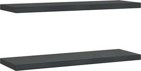 Nástěnné police 2 ks 75 x 23,5 cm černé nerezová ocel 30292