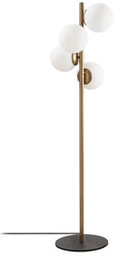 Stojací lampa v černo-zlaté barvě se skleněným stínidlem (výška 130 cm) Faze – Opviq lights