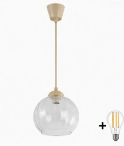 BRILAGI - LED Lustr na lanku RETRO GLASS 1xE27/60W/230V pr. 25 cm béžová/čirá