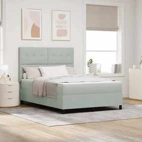 Postel s boxspringem s čelo Světle šedá 140 x 190 cm samet 3339830