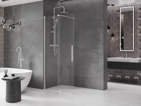 Mexen Velar, sprchová zástěna s posuvnými dveřmi Walk-in 85 x 200 cm, 8mm čiré sklo, broušená ocel, 871-085-000-03-97