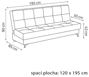 Pohovka ENDURO XIII | 195 cm | rozkládací + úložný prostor | VÝBĚR TKANIN