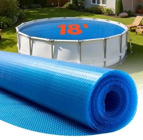Solární kryt bazénu VEVOR, kulatý bublinový kryt bazénu o průměru 5,49 m, solární deka pro bazény o průměru 12 mil s bublinovým a PE materiálem, absorpce tepla ve dne, udržení tepla v noci, solární kryty pro udržení tepla, modrý