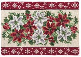 SCANquilt prostírání MOTIV vánoční hvězda bordura červenobéžová běhoun delší strana 100-170 cm