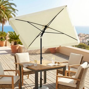 Outsunny Slunečník Plážový Slunečník Zahradní Slunečník na Balkon Ochrana před Sluncem Nastavitelný Krémově Bílý