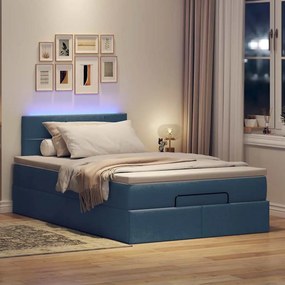Osmanská postel s matrací &amp; LED modrá 120x200 cm látka 3312304