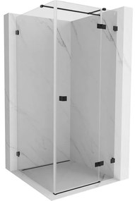 Mexen Lunar T výklopný sprchový kout pravý 110 x 110 cm, čiré sklo, černá matná, 834T-110-110-70-00-P