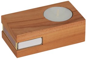 Dřevobox Svícen z třešně se svíčkou a zápalkami