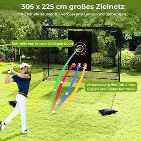 Costway Golfová síť Golfová tréninková síť s terčem, skládacími bočními díly