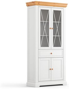 Bílý nábytek Vitrína Marone Elite 2D, dekor bílá-dřevo, masiv, borovice