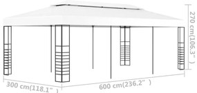 vidaXL Marketos Altán 6 x 3 m bílý