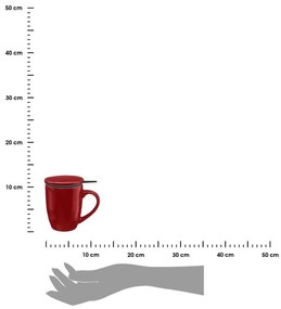 Hrnek s pokličkou a sítkem Lian 320 ml červený