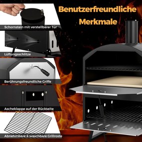 Costway Venkovní 40 cm Dřevěná trouba Pizza Trouba 2 Vrstvy Pizza Maker