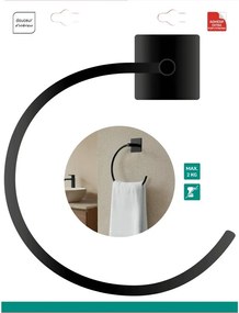 Matně černý kovový držák na ručníky bez vrtání Fixeo – douceur d'intérieur