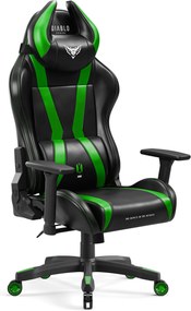 Herní židle z ekokůže Normal Size, černý-zelený: Diablo X-Horn 2.0