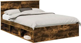 Rám postele Kouřový dub 135 x 190 cm Masivní borové dřevo 3410613