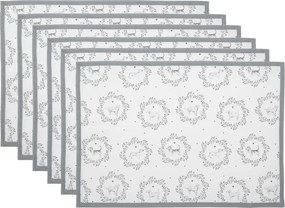 6ks textilní prostírání s pejsky Lovely Grey Dogs - 48*33 cm