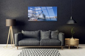 akrylový obraz Loďka Moře Město Krajina Město Krajina 100x50 cm