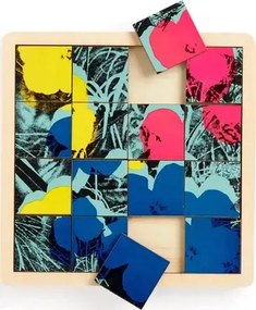 GALISON Posuvné dřevěné puzzle Andy Warhol: Květiny / 2v1 / 16 dílků